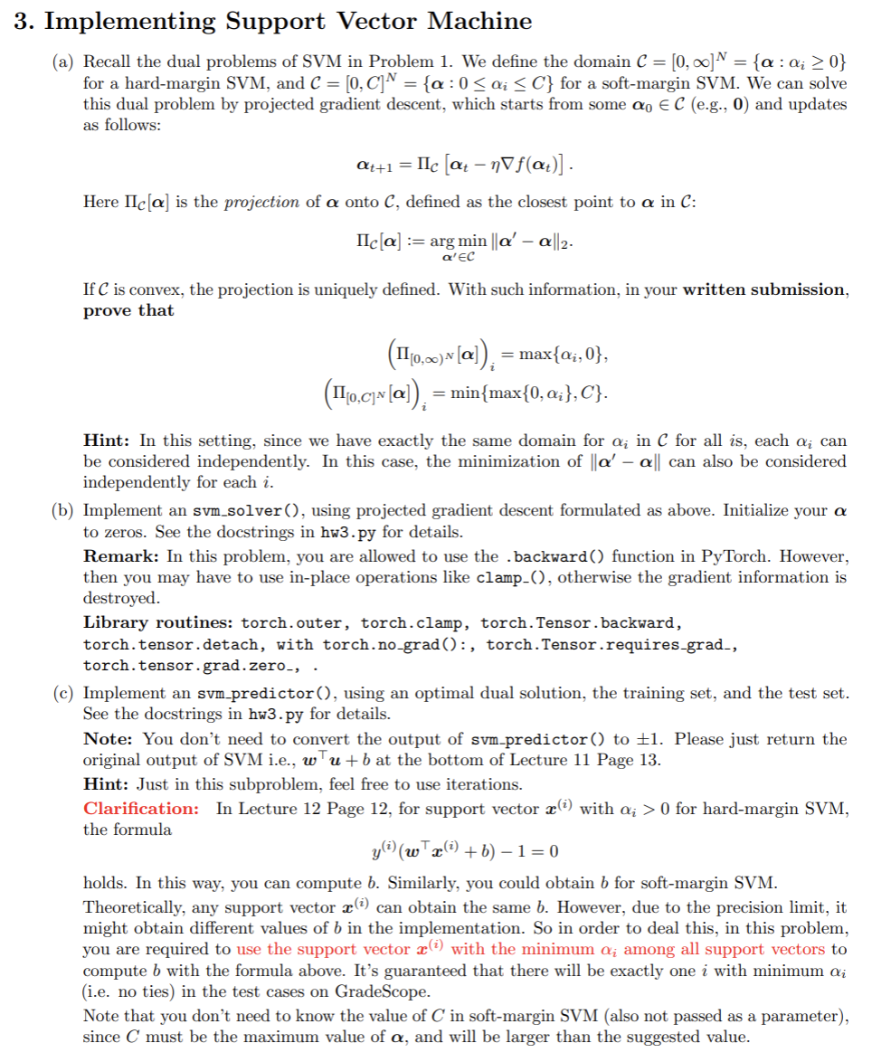 Solved Implementing Support Vector Machine(a) ﻿Recall the | Chegg.com