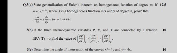 Solved Q.3(a) State generalization of Euler's theorem on | Chegg.com