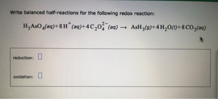 Solved Write balanced half-reactions for the following redox | Chegg.com