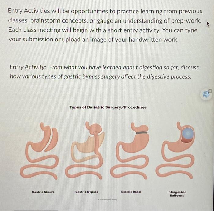 Solved Entry Activities will be opportunities to practice | Chegg.com