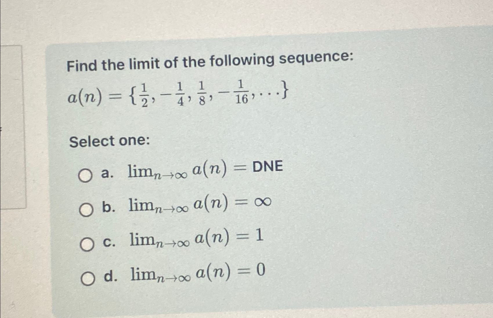 Solved Find the limit of the following | Chegg.com