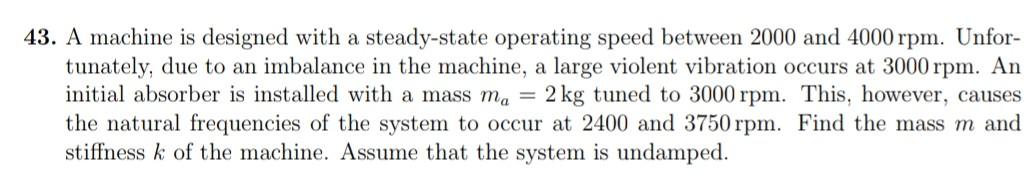 Solved A machine is designed with a steady-state operating | Chegg.com