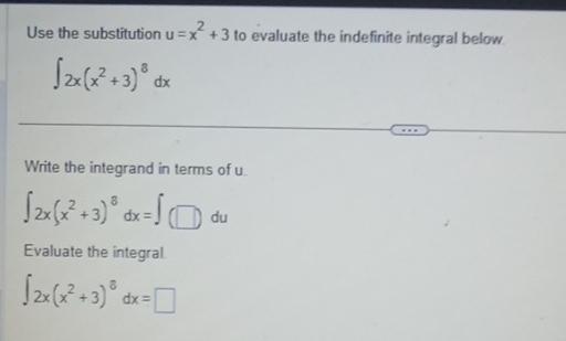 Solved Use the substitution u=x2+3 ﻿to evaluate the | Chegg.com