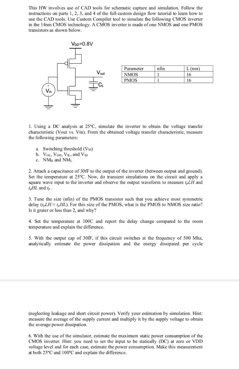 This HW involves use of CAD tools for schematic | Chegg.com