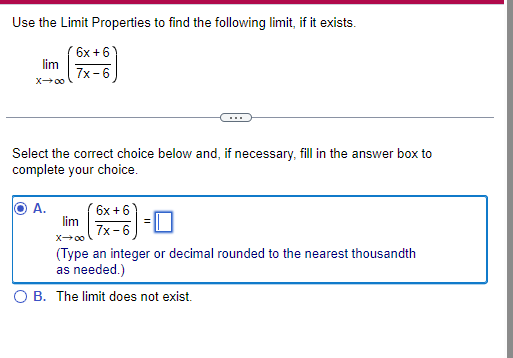 Solved Use the Limit Properties to find the following limit, | Chegg.com