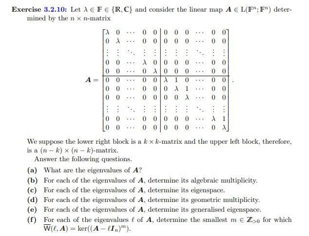 Solved Exercise 3.2.10: Let λ∈F∈{R,C} and consider the | Chegg.com