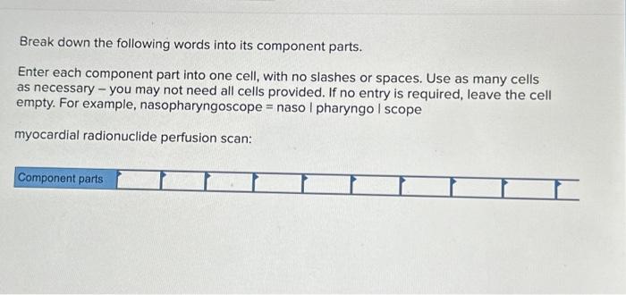 Solved Break down the following words into its component | Chegg.com