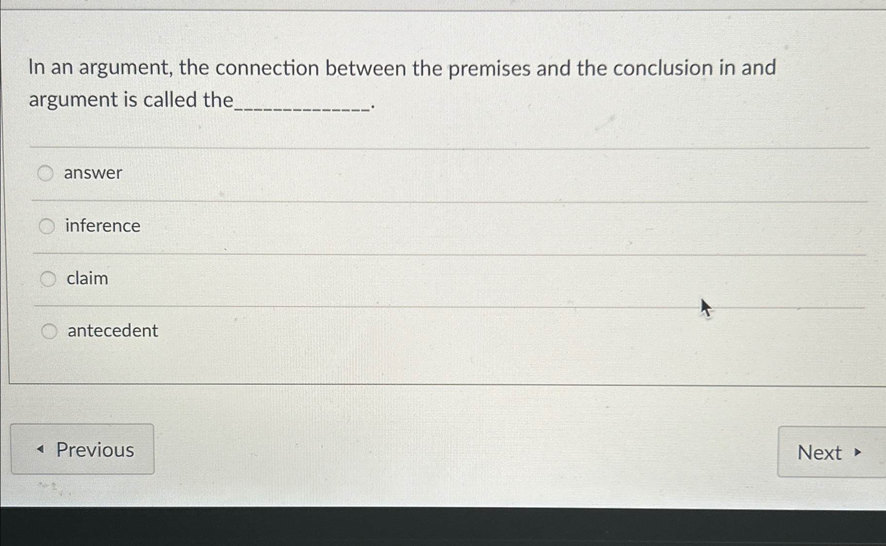 Solved In an argument, the connection between the premises | Chegg.com