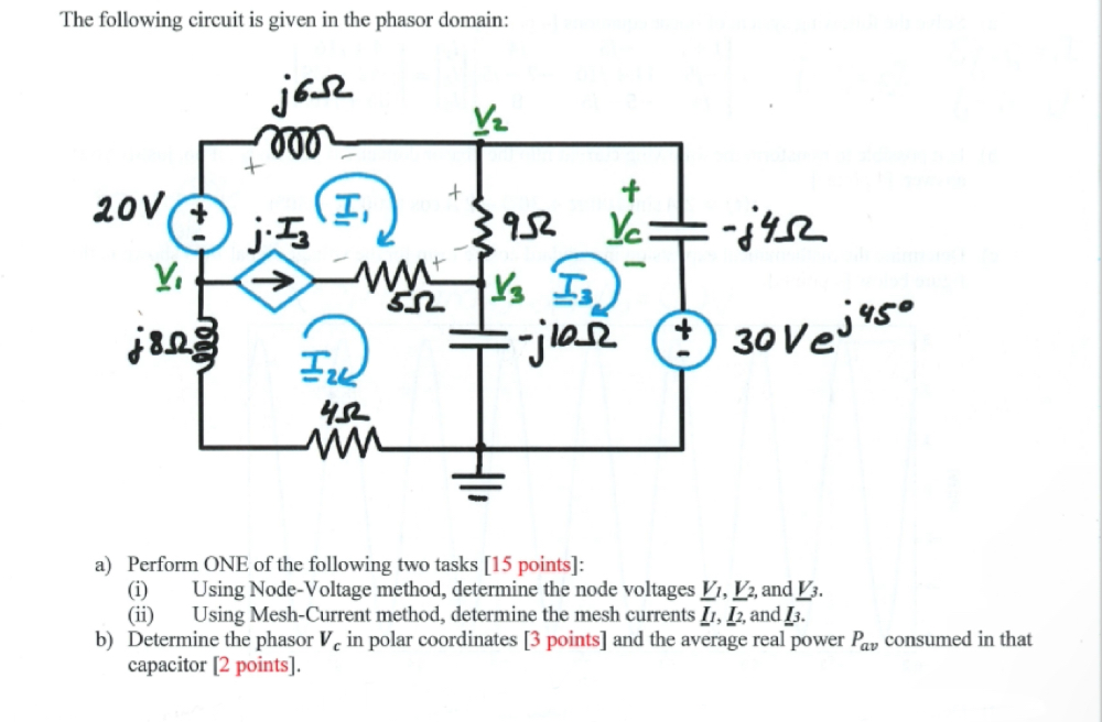 Solved The following circuit is given in the phasor | Chegg.com
