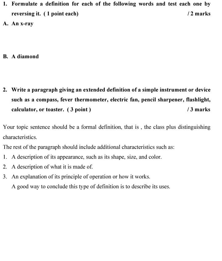 Solved 1. Formulate a definition for each of the following | Chegg.com