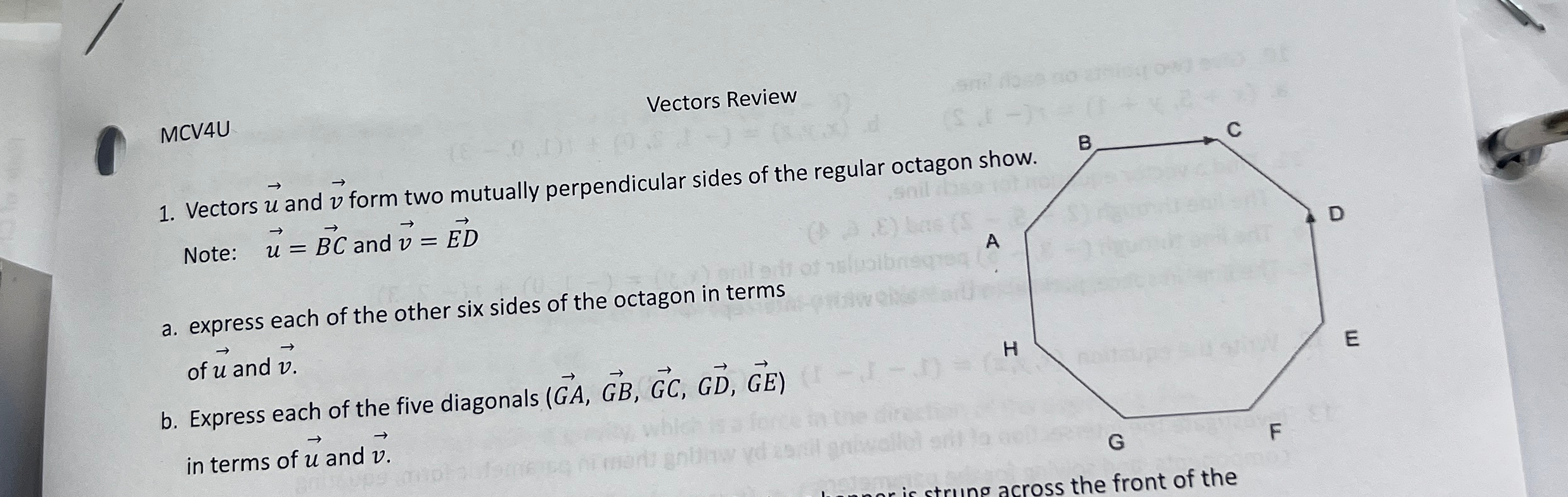 Solved PCV4UVectors ReviewVectors vec(u) ﻿and vec(v) ﻿form | Chegg.com
