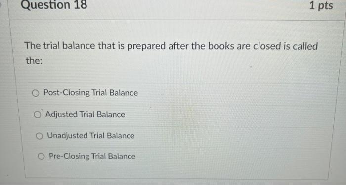 Solved Question 18 The trial balance that is prepared after | Chegg.com
