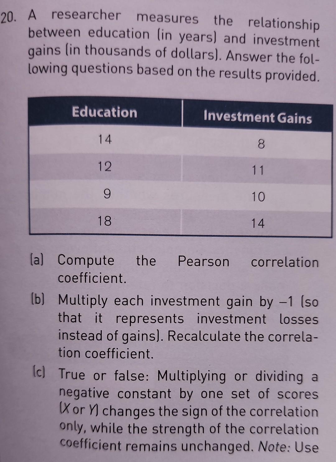 Solved A researcher measures the relationship between | Chegg.com
