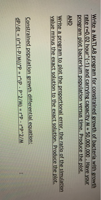 Solved Write A Matlab Program For Constrained Growth Of