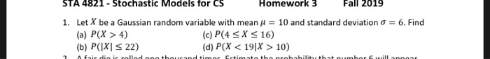 Solved Sta 4821 Stochastic Models For Cs Homework 3 Fall