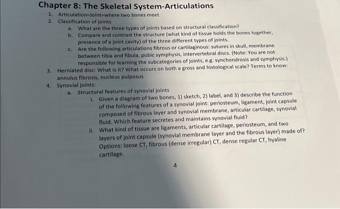 Solved Chapter 8: The Skeletal System-Articulations 1. | Chegg.com