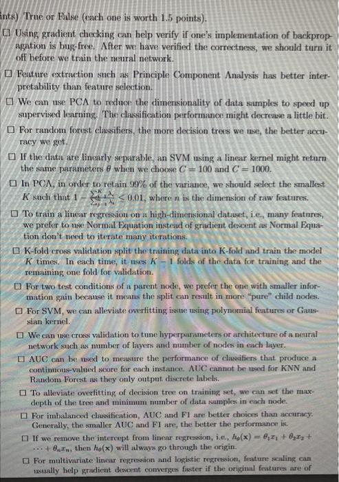 Solved True or False (each one is worth 1.5 points). Using | Chegg.com