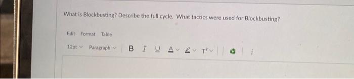 Solved What is Blockbusting? Describe the full cycle. What | Chegg.com