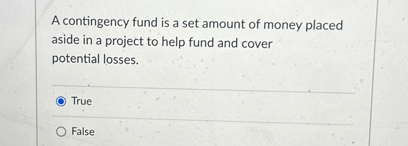 Solved A contingency fund is a set amount of money placed | Chegg.com