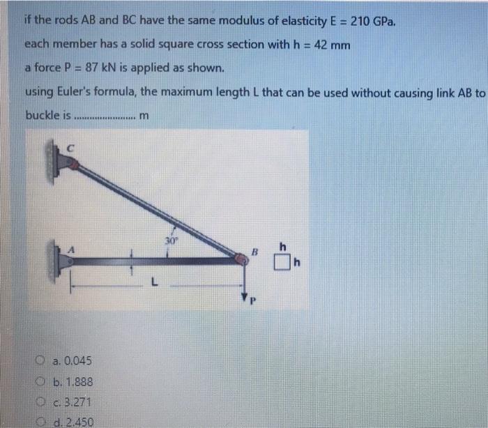 Solved if the rods AB and BC have the same modulus of | Chegg.com