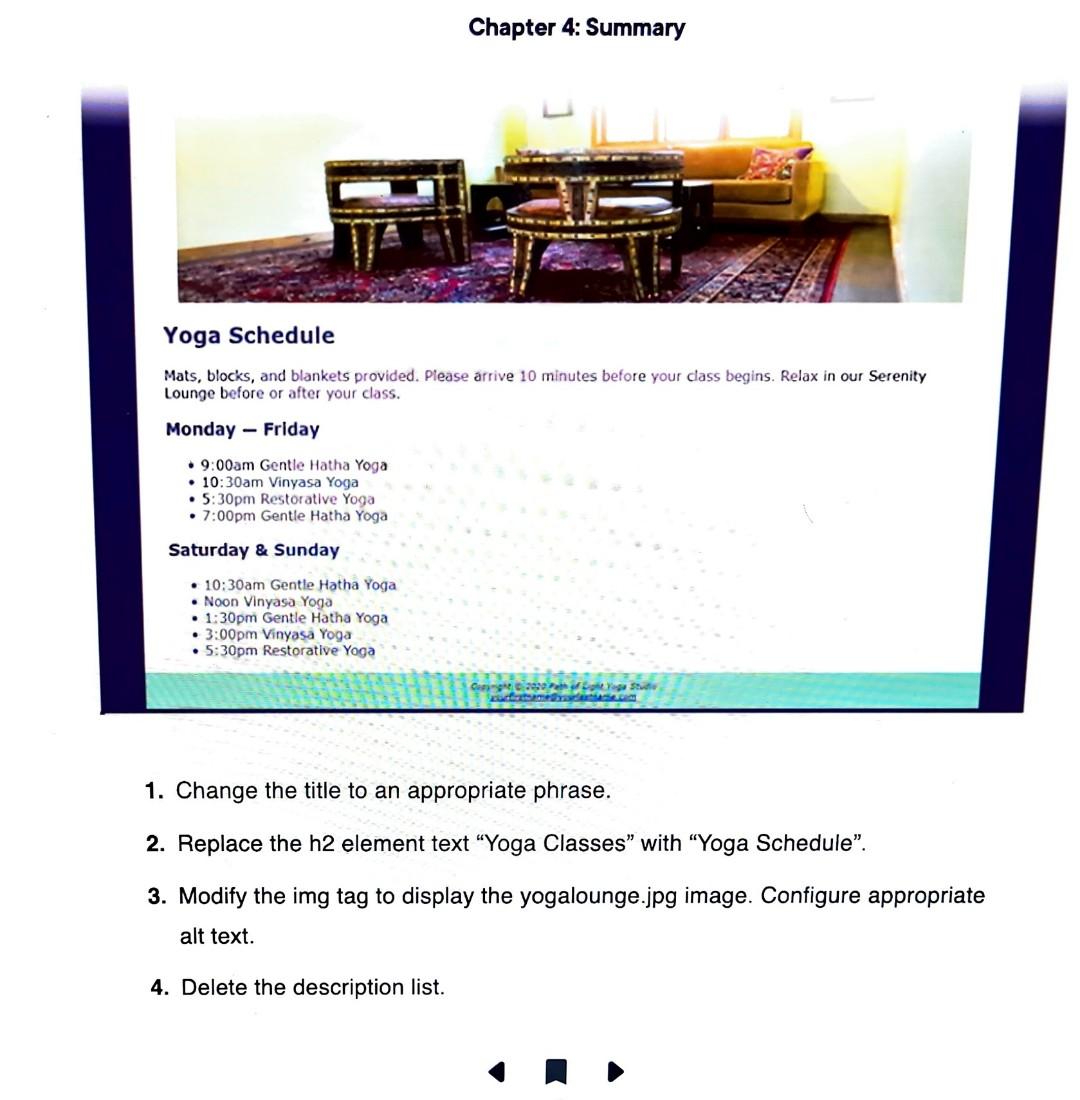 Solved Chapter 4: Summary Path of Light Yoga Studio See | Chegg.com
