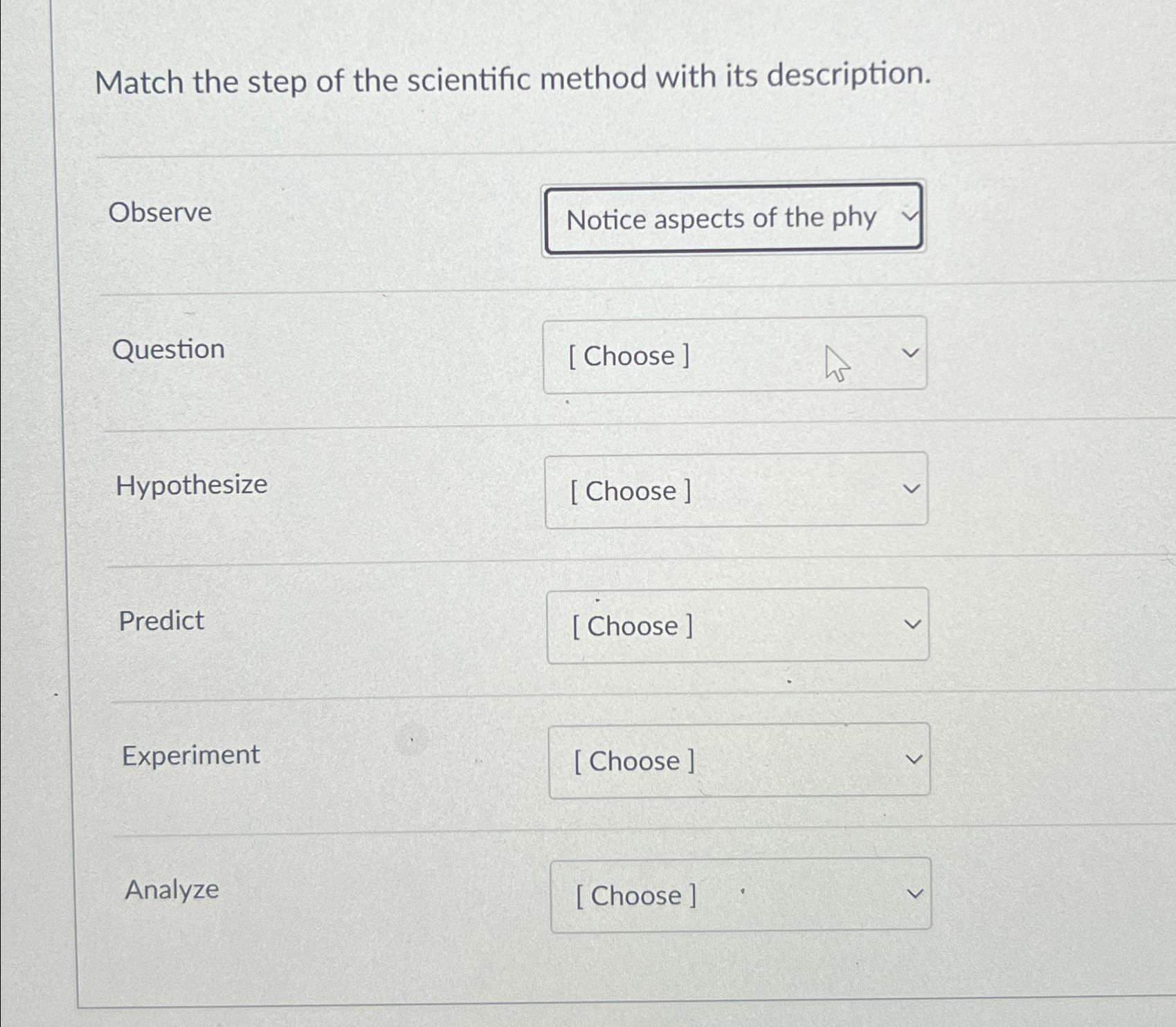 Solved Match the step of the scientific method with its | Chegg.com