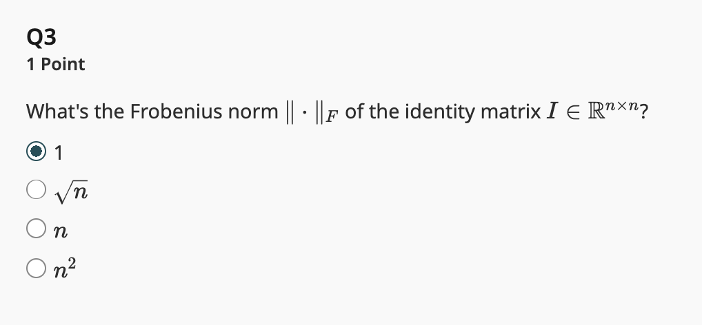 Solved Q31 ﻿PointWhat's the Frobenius norm ||*||F ﻿of the | Chegg.com
