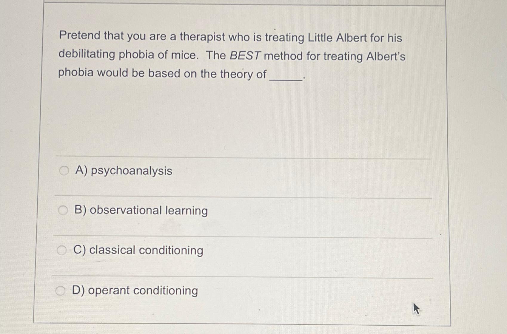 Solved Pretend that you are a therapist who is treating | Chegg.com