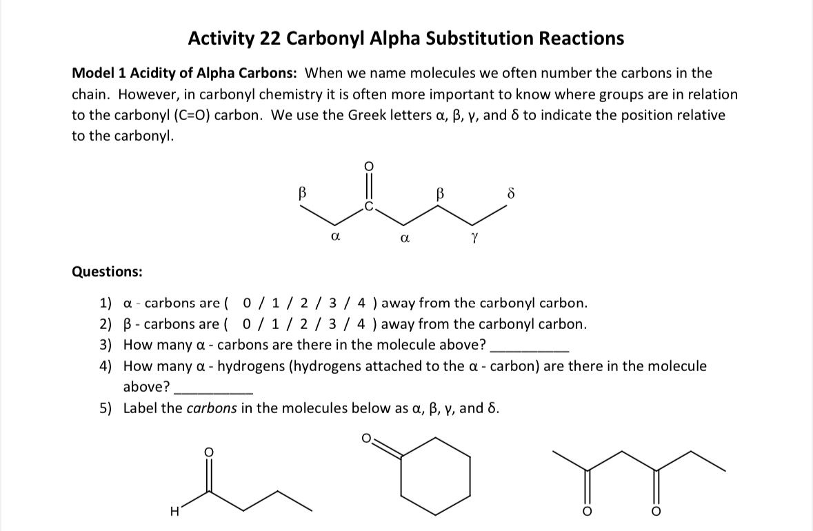 Solved Activity 22 ﻿Carbonyl Alpha Substitution Reactions | Chegg.com