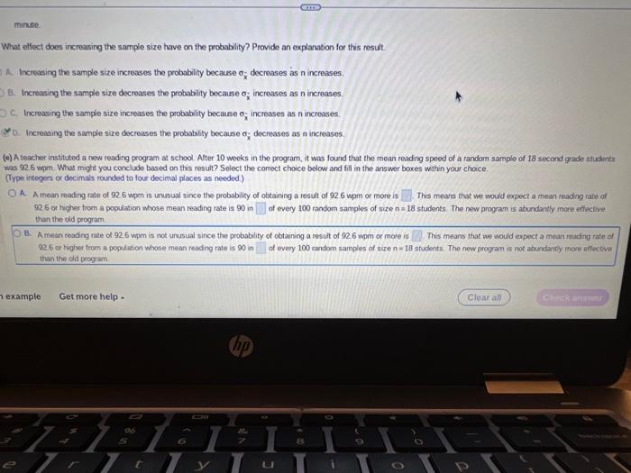 Solved What effect does increasing the sample size have on | Chegg.com
