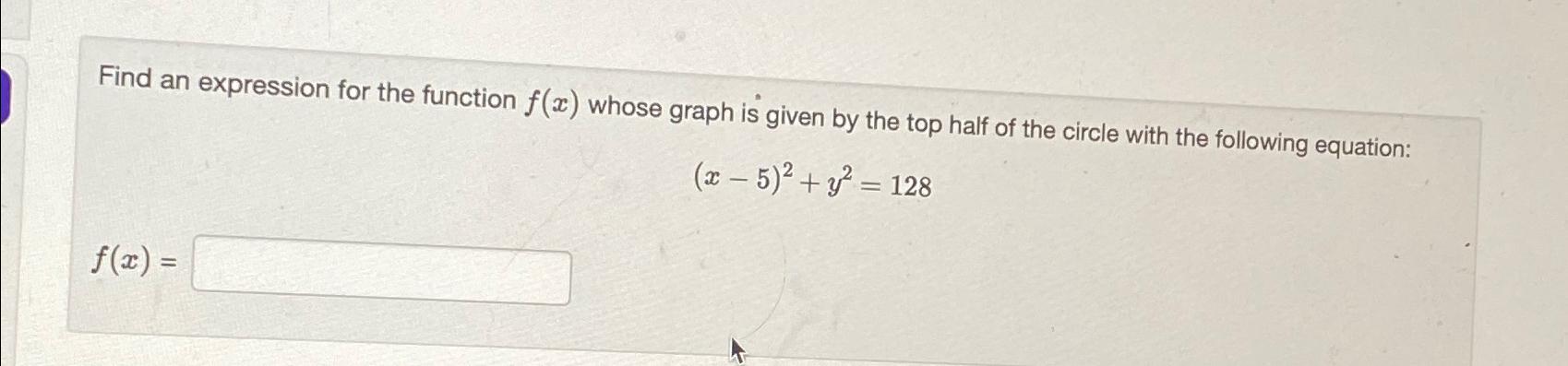 Solved Find an expression for the function f(x) ﻿whose graph | Chegg.com