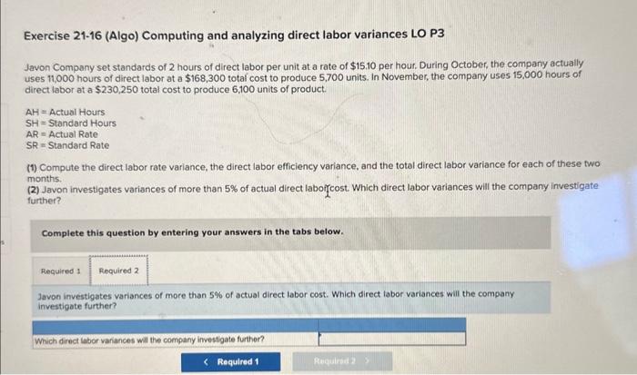 Solved Exercise 21-16 (Algo) Computing and analyzing direct | Chegg.com