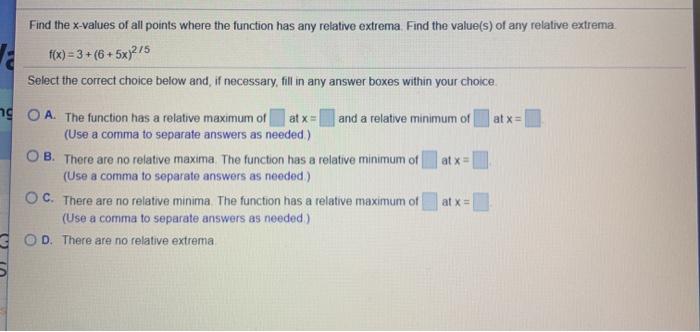 Solved Find the x-values of all points where the function | Chegg.com