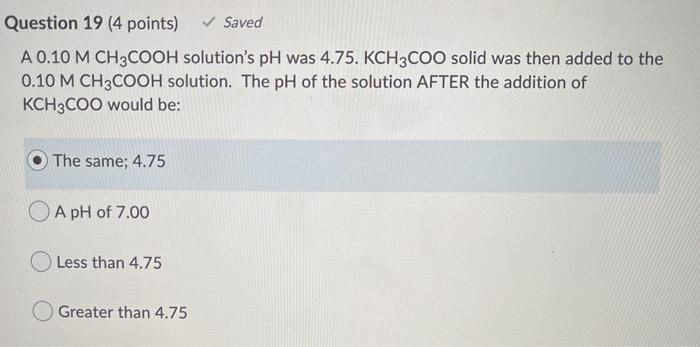 Solved Question 14 (5 points) Determine the pH of a buffer | Chegg.com