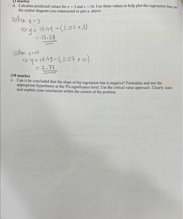 Solved (4 marks) a. Construct a scatter diagram for these | Chegg.com