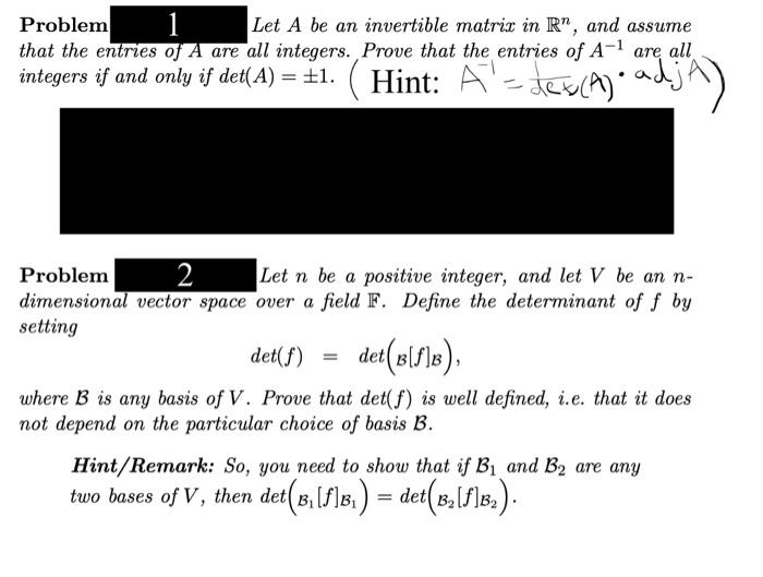 Solved Problem 1 Let A be an invertible matrix in Rn, and | Chegg.com