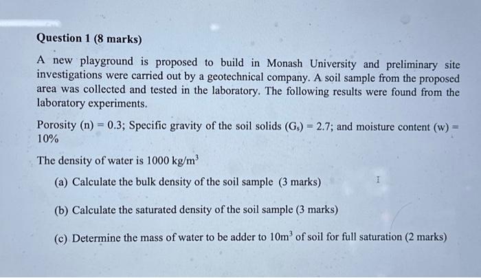 Solved Question 1 (8 marks) A new playground is proposed to | Chegg.com