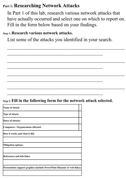 Solved CCNA Security Lab - Researching Network Attacks and | Chegg.com