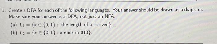Solved Create a DFA for each of the following languages. | Chegg.com