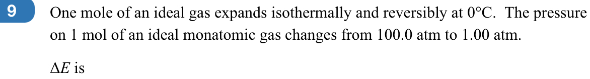 Solved 9 ﻿One mole of an ideal gas expands isothermally and | Chegg.com