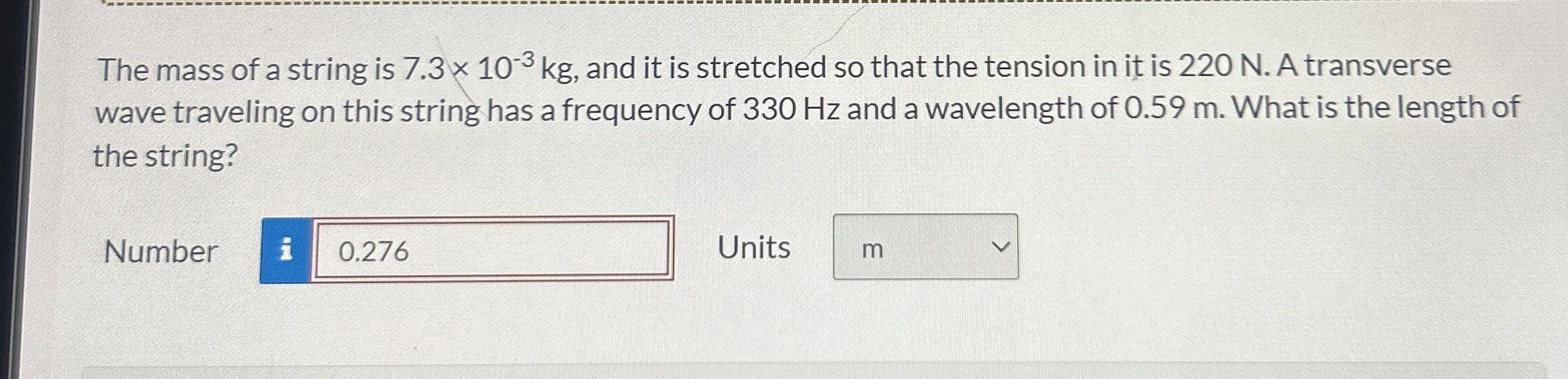 Solved The mass of a string is 7.3×10-3kg, ﻿and it is | Chegg.com