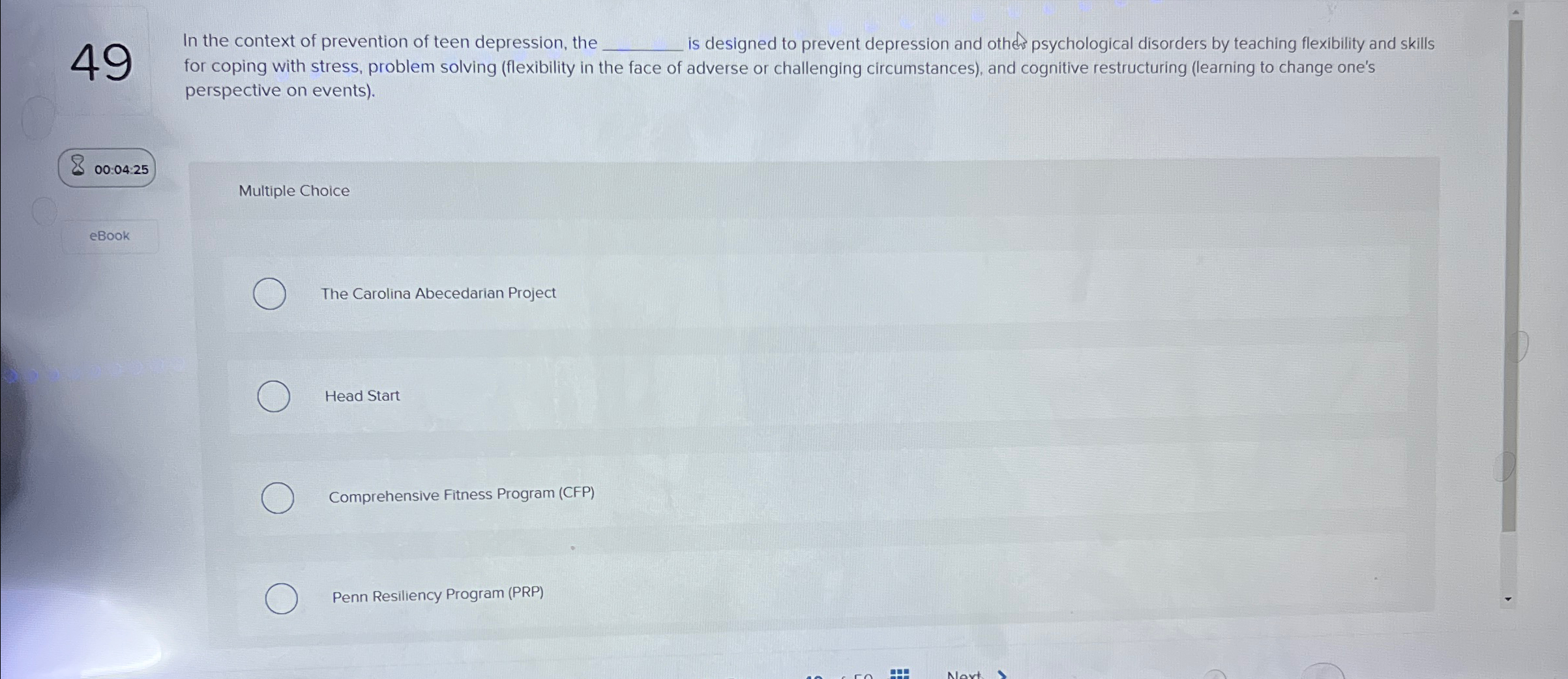 Solved 49In the context of prevention of teen depression, | Chegg.com