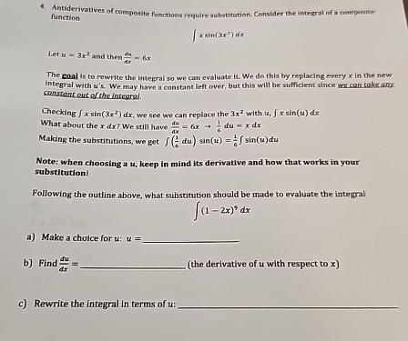 Solved Antiderivatives of composite functions require | Chegg.com