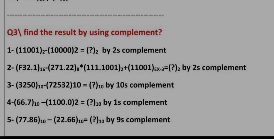 Solved Q3\ find the result by using complement? 1- | Chegg.com