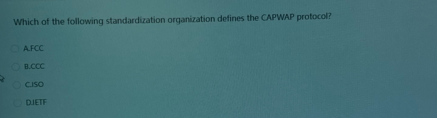 Solved Which of the following standardization organization | Chegg.com