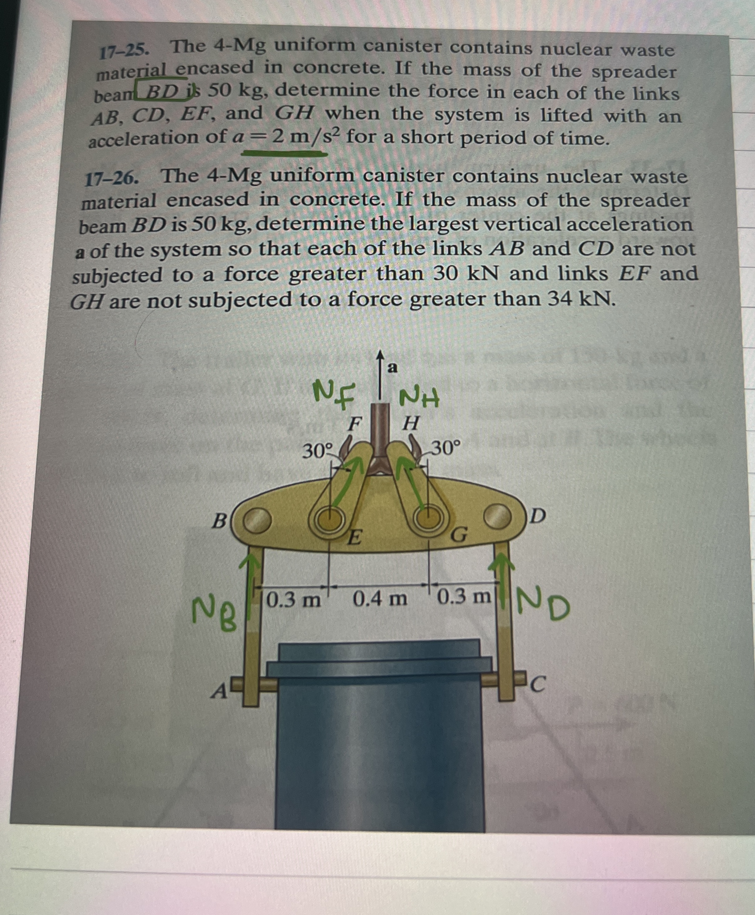 Solved 17-25. ﻿The 4-Mg uniform canister contains nuclear | Chegg.com