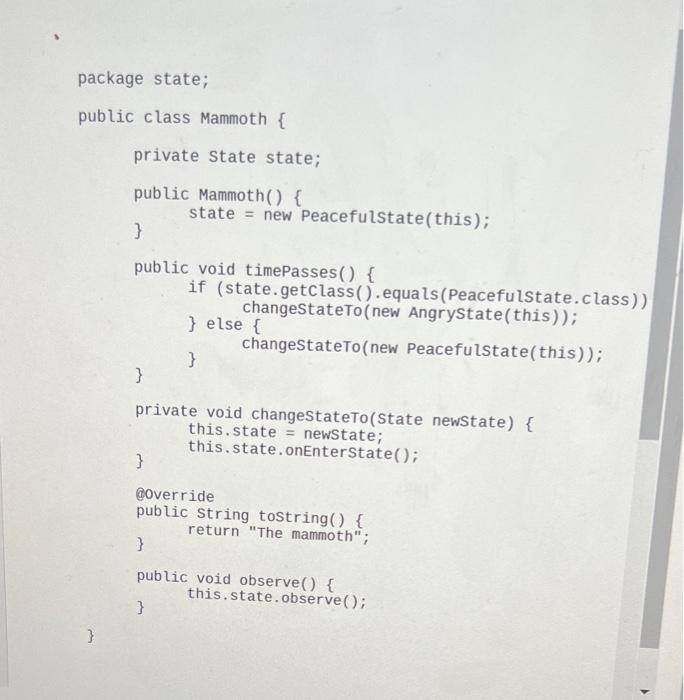 Solved State Design Pattern We are creating a simulation | Chegg.com