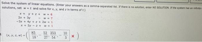 Solved Solve the system of linear equations. (Enter your | Chegg.com