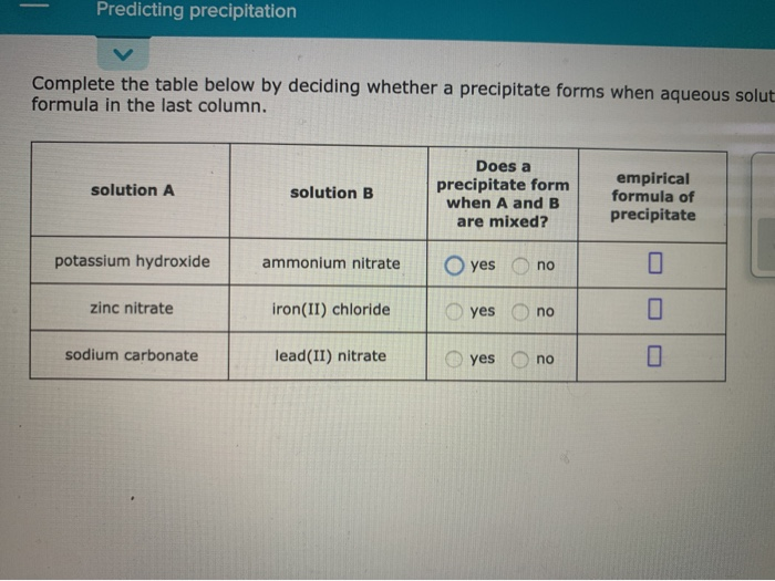 Solved Predicting precipitation Complete the table below by | Chegg.com