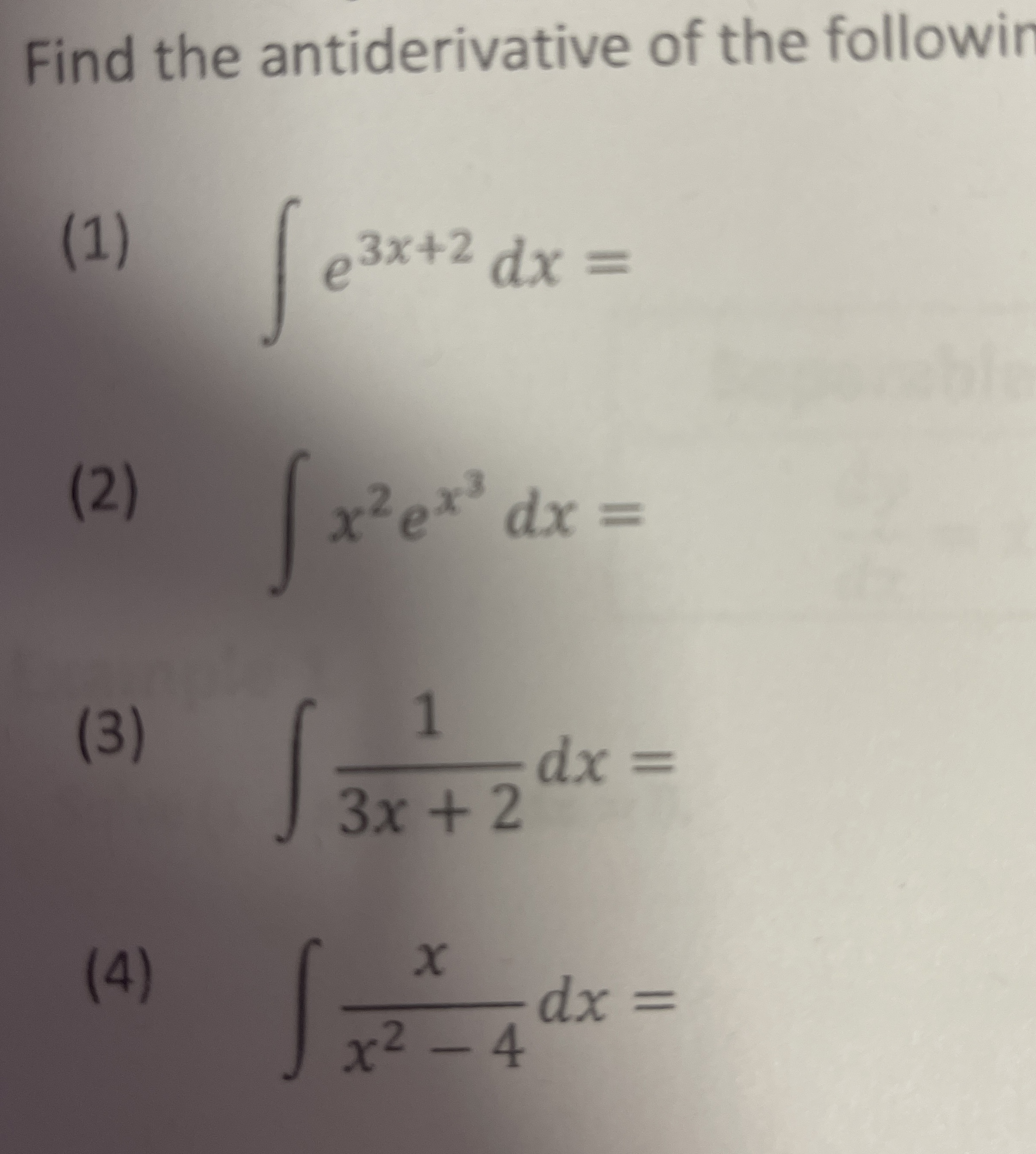 Solved Find the antiderivative of the | Chegg.com